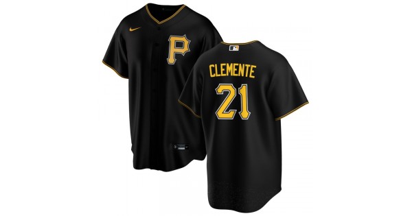 Men's Pittsburgh Pirates Roberto Clemente #21 Nike Black Alternate 2020 ...