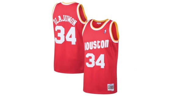 Men's Houston Rockets Hakeem Olajuwon Throwback Red 1993-94 Hardwood ...